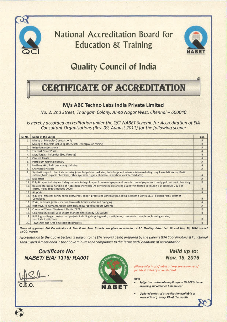 NABET ACCREDITATION | ABC Techno Labs India Private Limited